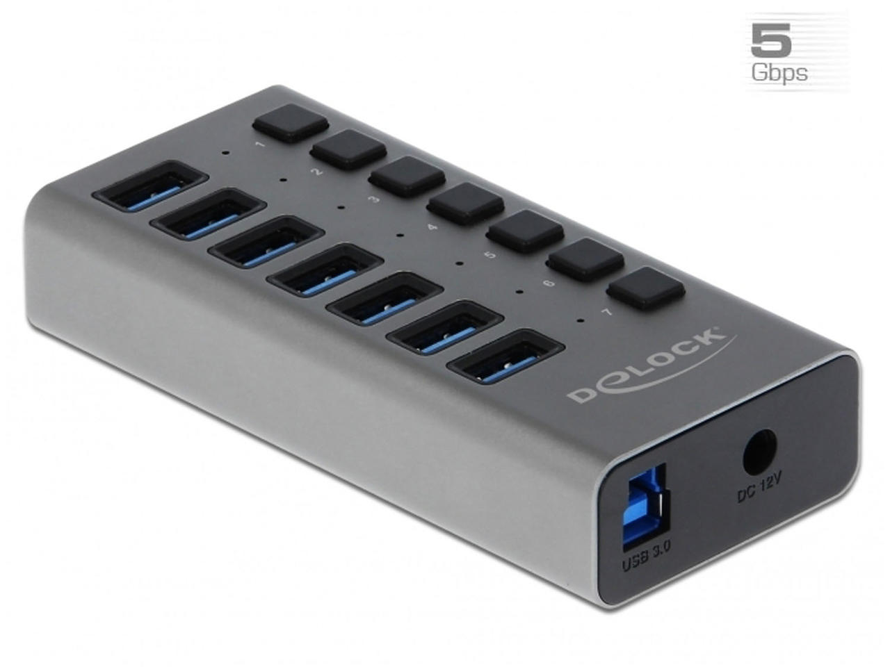Delock външен SuperSpeed USB хъб със 7 порта + превключвател | Laptop ...
