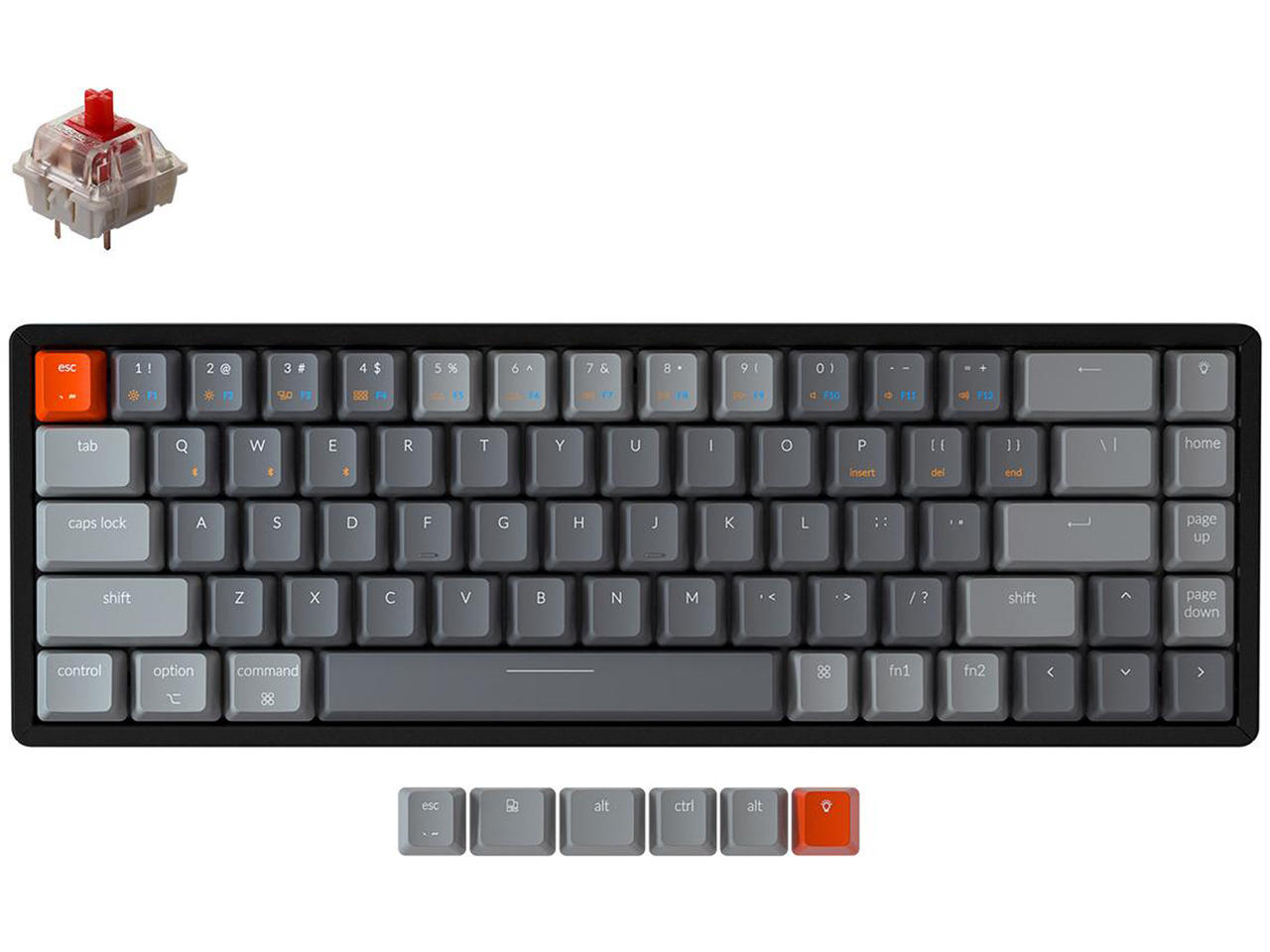 Keychron K6 Hot-Swappable Aluminum 65% Gateron Red Switch RGB LED ...