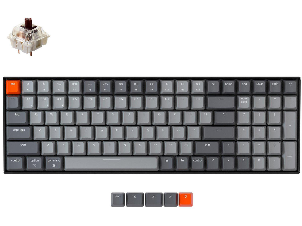 Keychron K4 Hot-Swappable Full-Size Gateron Brown Switch White LED ...