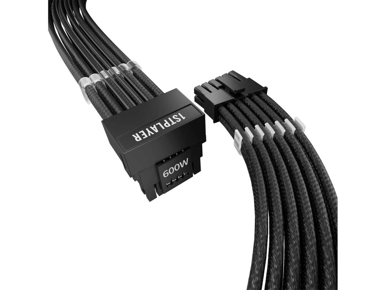 1stPlayer Custom Sleeved Modding Cable Black - PCIe 5.0 12VHPWR M/M ...